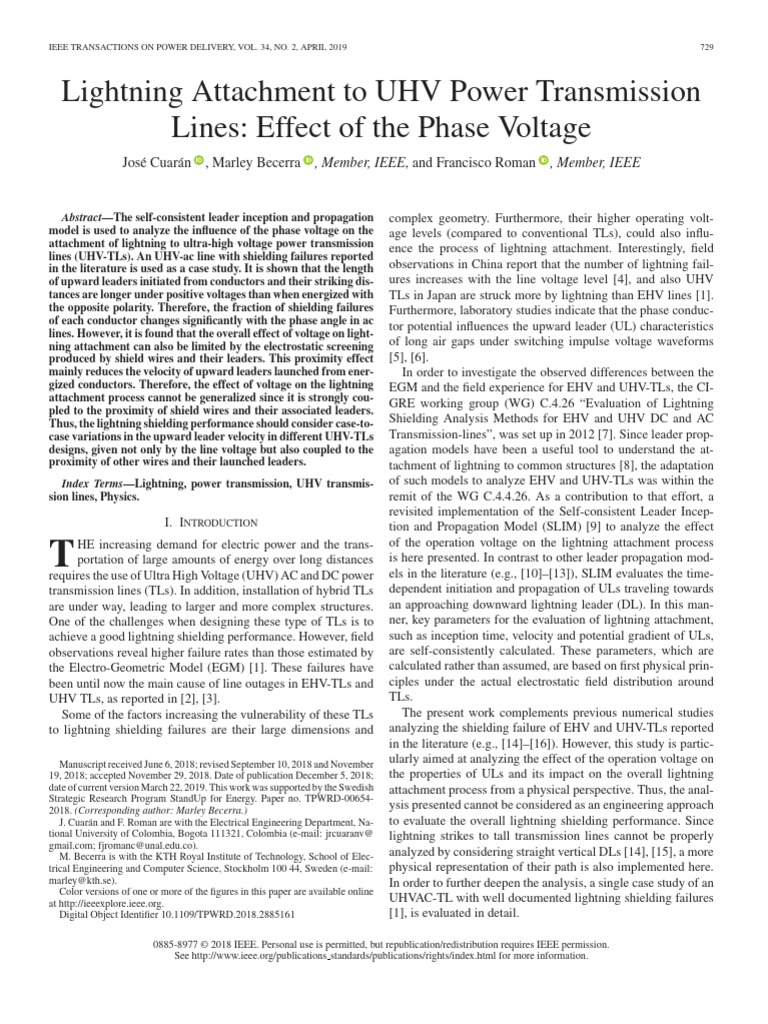 Lightning Attachment To UHV Power Transmission Lines - Effect of The ...