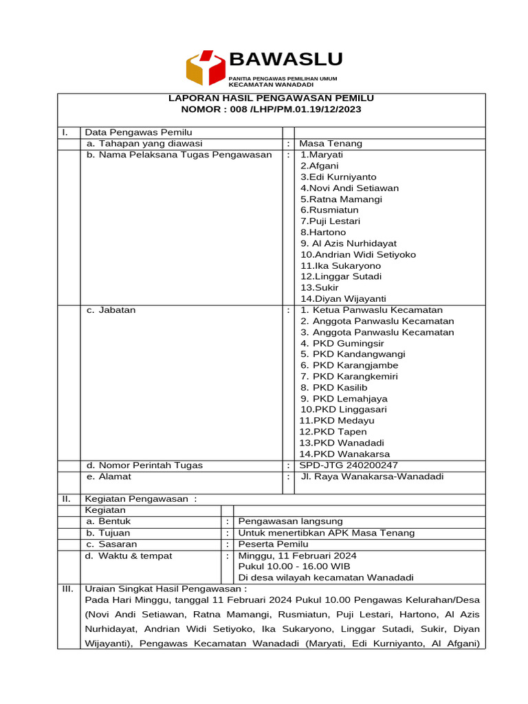 004 Form a Penertiban Apk Masa Tenang (1) | PDF