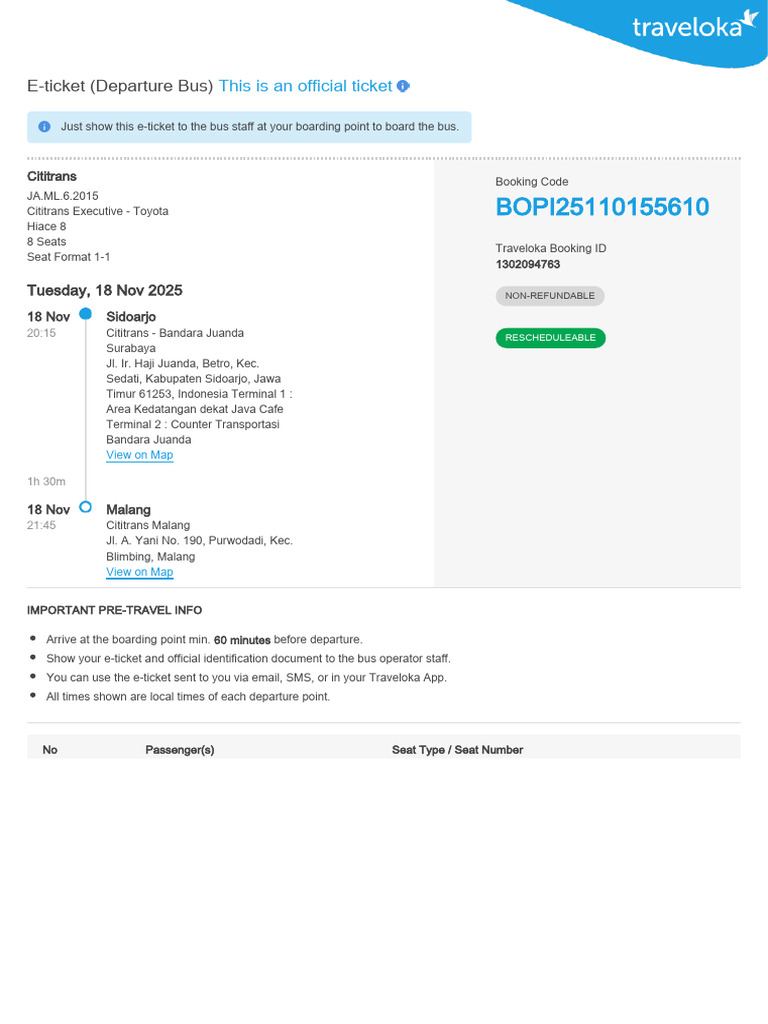Bus 1302094763 BUS - AWAY 0 2 | PDF | Baggage | Fee