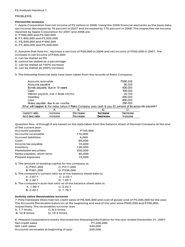 FS Analysis Illustrations Part2 | PDF | Dividend | Stocks