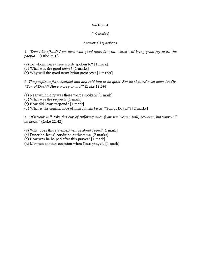 Biblical Questions and Reflections Guide | PDF | Jesus | Paul The Apostle