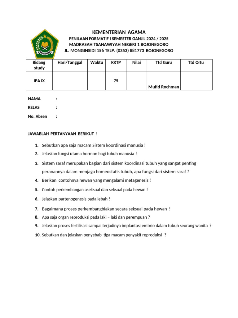 3.Soal Essai Klasifikasi Ix Ganjil | PDF