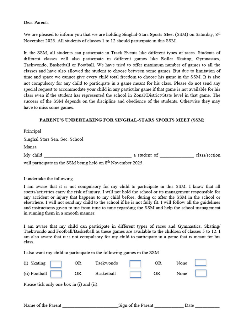SSM Letter To Parents e 344103112025 | PDF