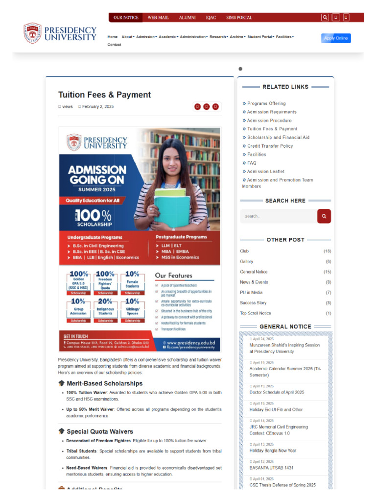 Screencapture Pu Edu Bd Admission Tuition Fees Payment 2025 05-30-16!19!26 | PDF