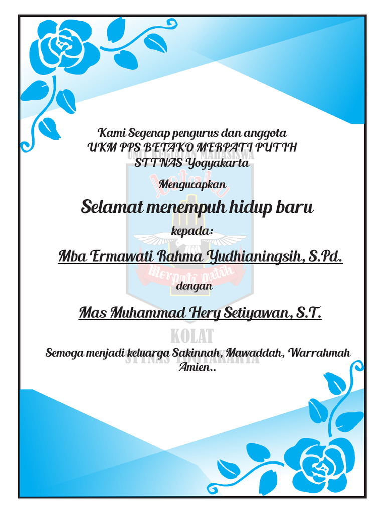 Ucapan Selamat Pernikahan UKM PPS Betako | PDF