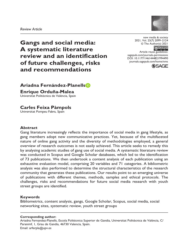 Gangs and Social Media a Systematic Literature Rev | PDF | Gang ...