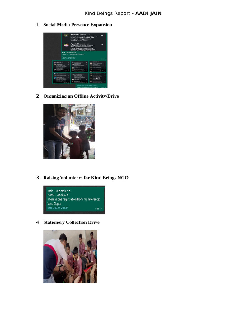 Aadi Jain - Kind Beings Report | PDF