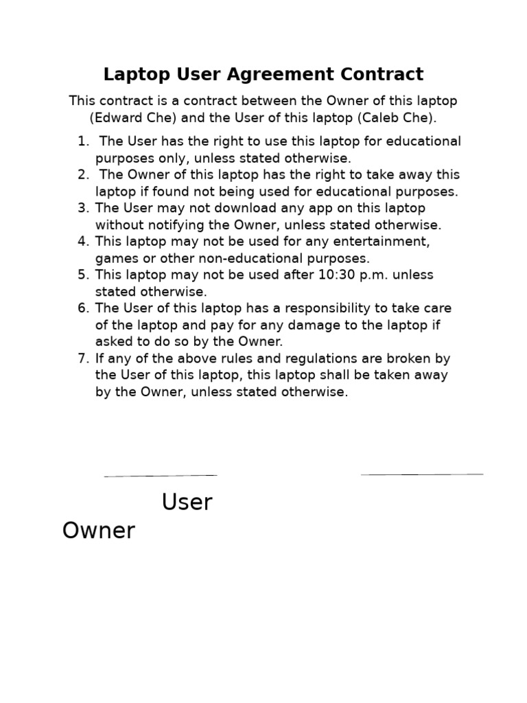 Laptop User Agreement for Education | PDF