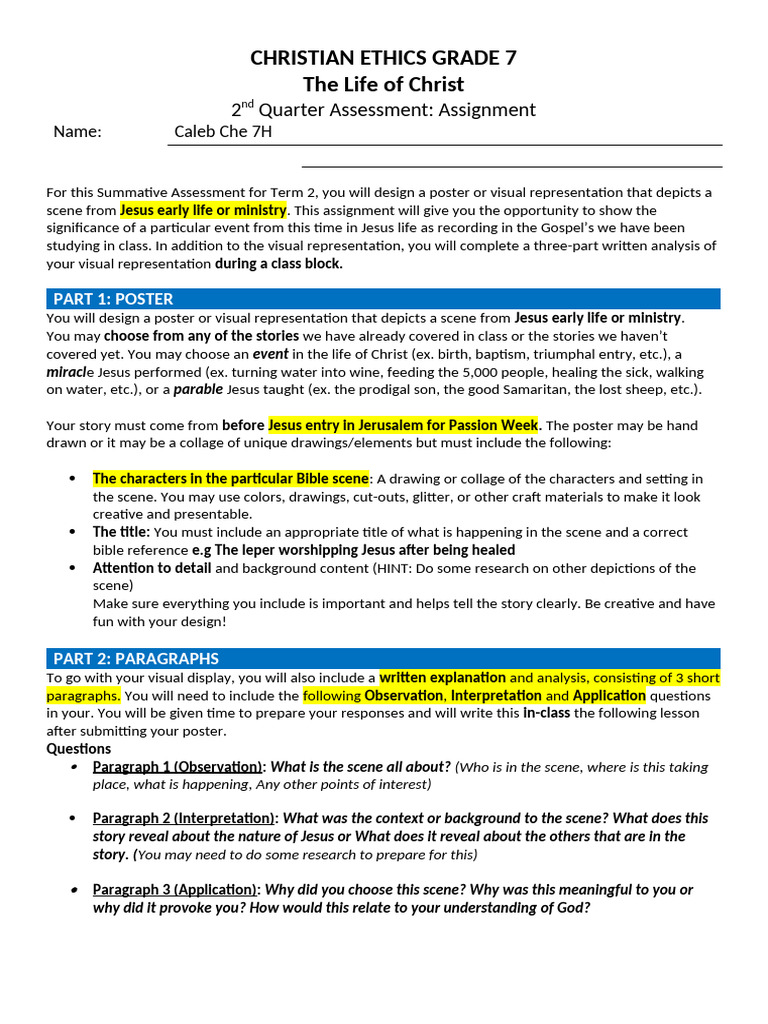 Ce7+2nd+Quarter+Assessment+ +poster+ | PDF | Jesus | New Testament Content