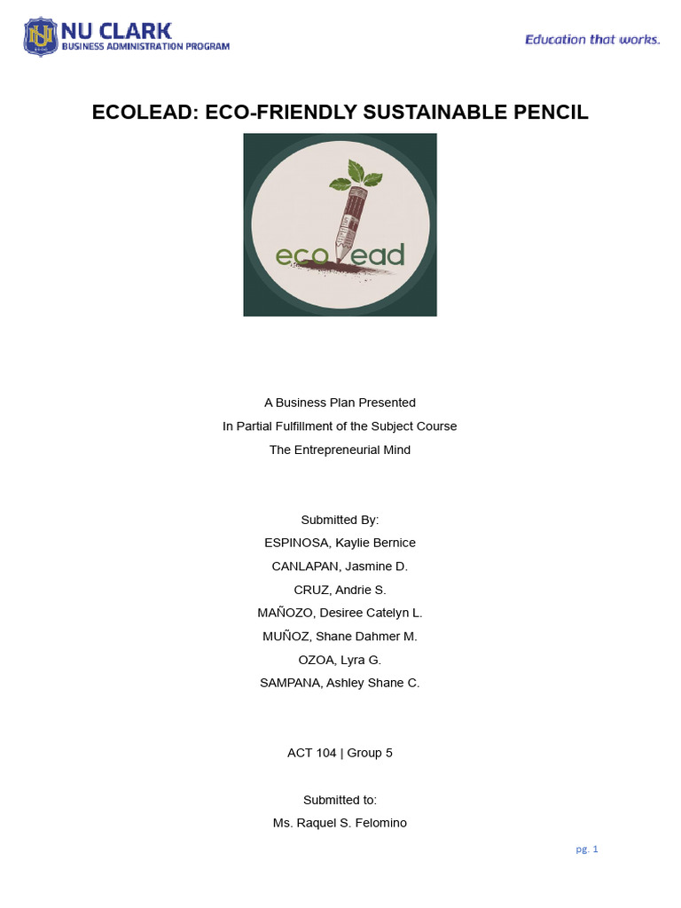 Eco-Friendly Sustainable Pencil Business Plan | PDF | Sustainability ...