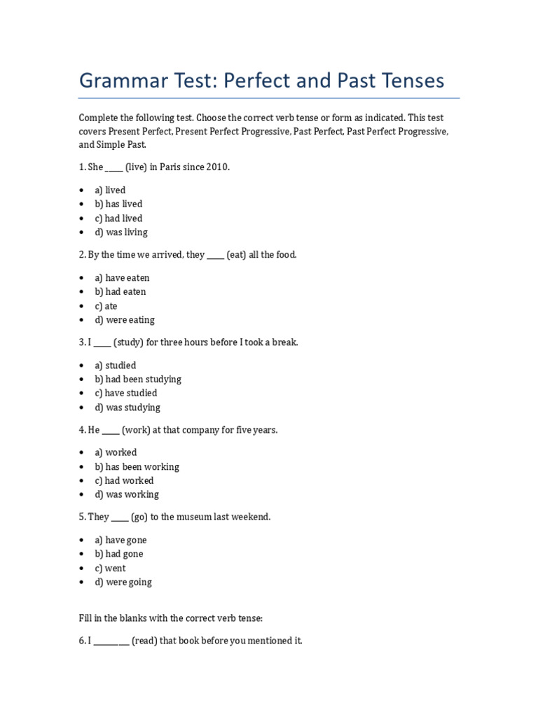 Grammar Test | PDF