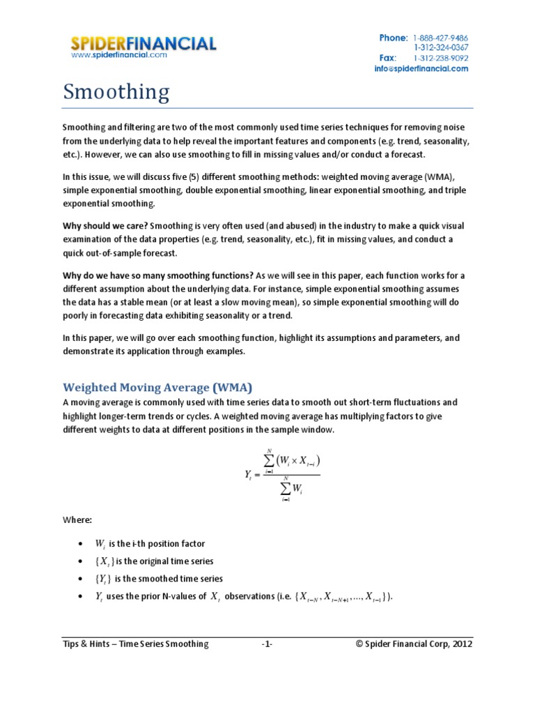 Time Series Smoothing In Excel Download Free Pdf Moving Average