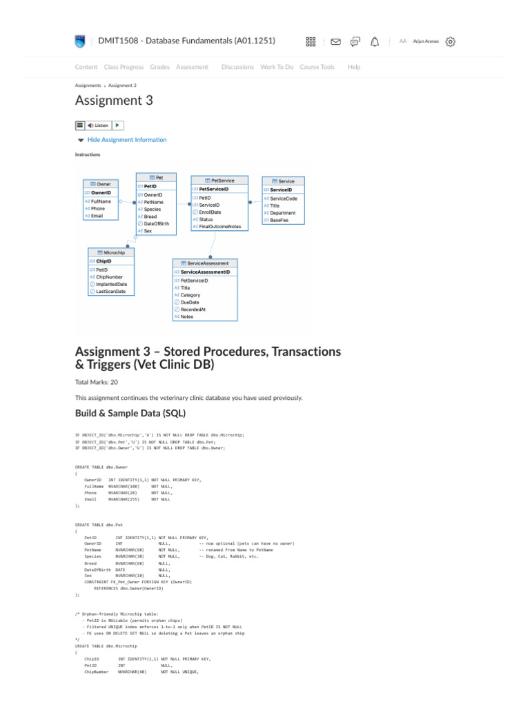 Assignment 3 - DMIT1508 - Database Fundamentals (A01.1251) - NAIT | PDF ...