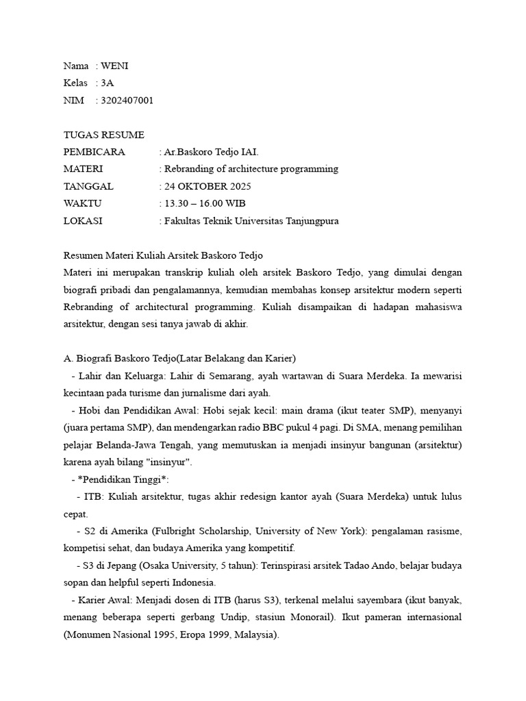 Rebranding Arsitektur: Kuliah Baskoro Tedjo | PDF