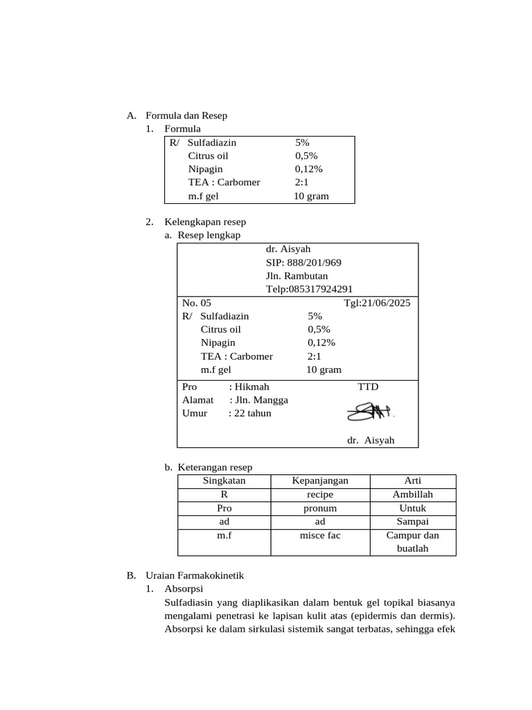 Formulasi Gel Sulfadiazin untuk Luka | PDF