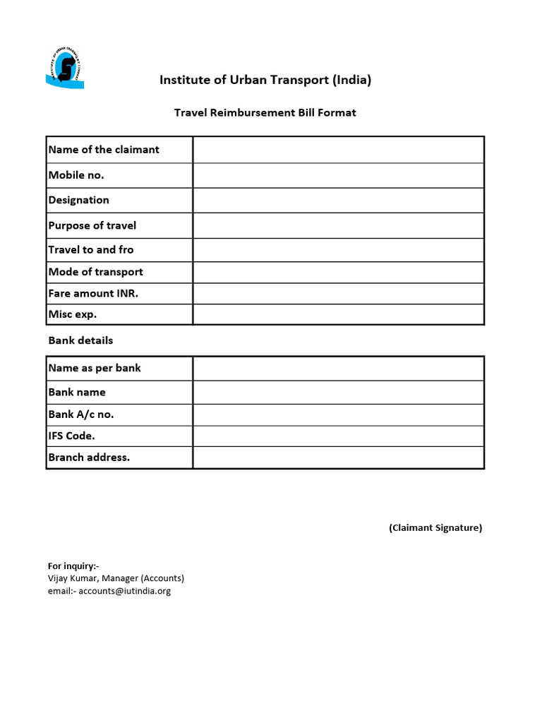 Travel Reimbursement Bill Format Guide | PDF