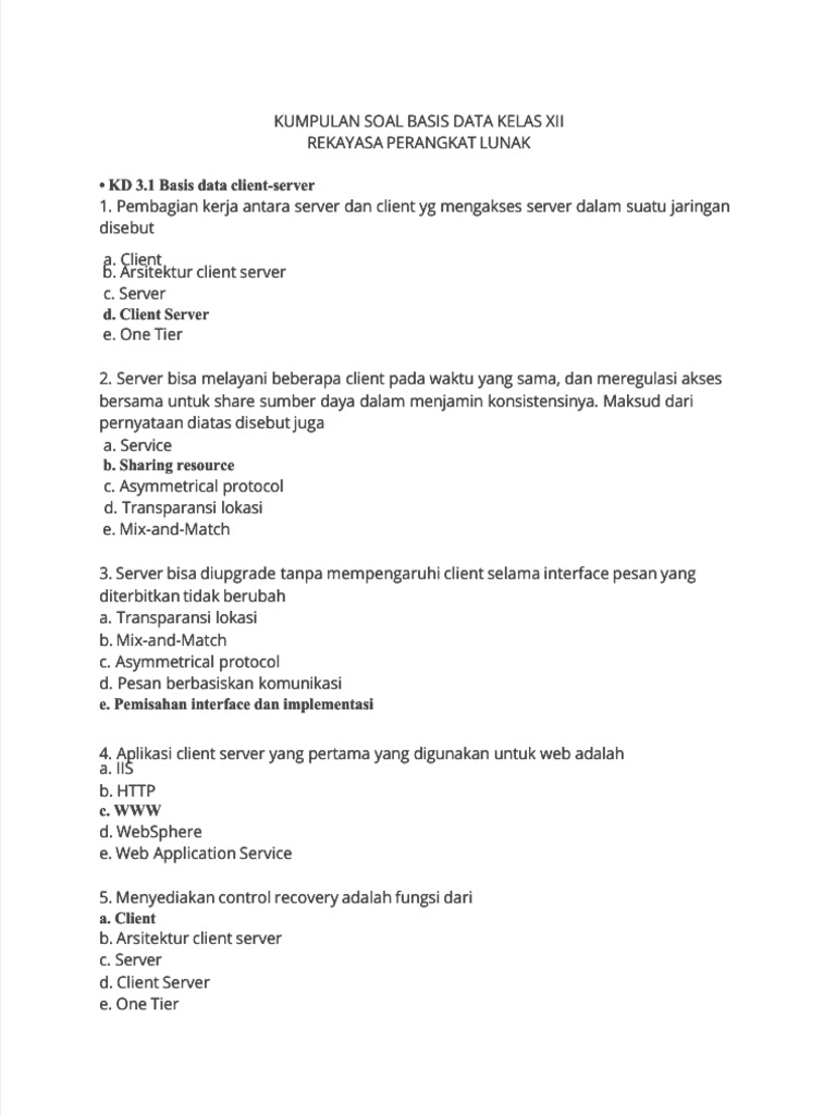 Kumpulan Soal Basis Data Kelas XII | PDF