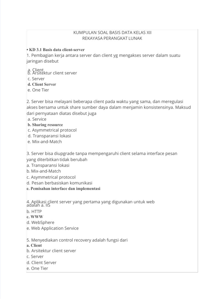PDF Kumpulan Soal Basis Data Kelas Xii Compress | PDF