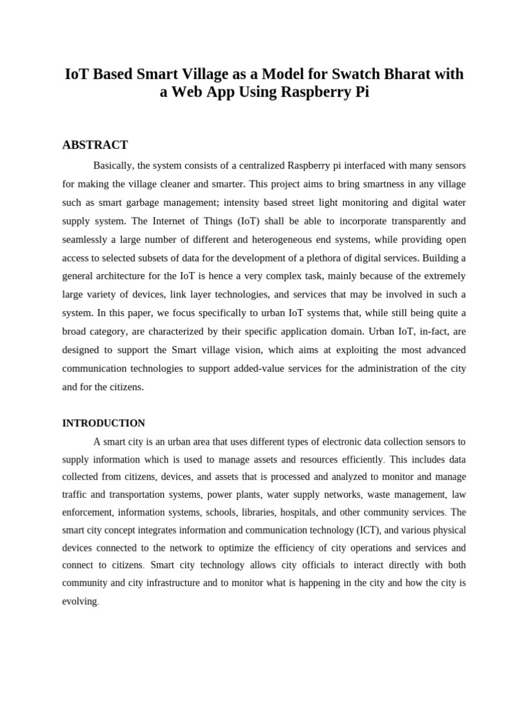 IoT Smart Village Model with Raspberry Pi | PDF | Internet Of Things ...