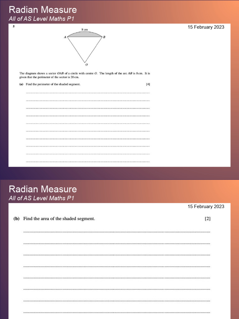 All of AS Level Radian Measure | PDF