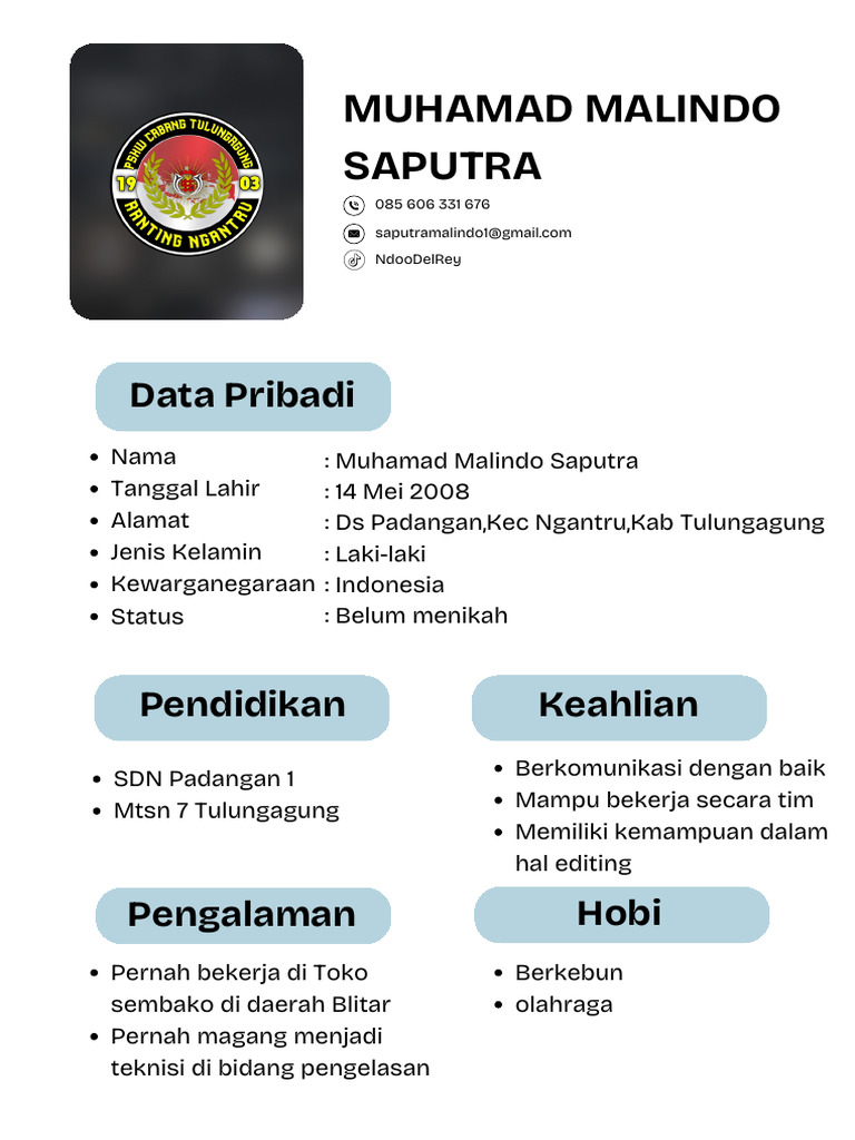 Muhamad Malindo Saputra: Data Pribadi | PDF