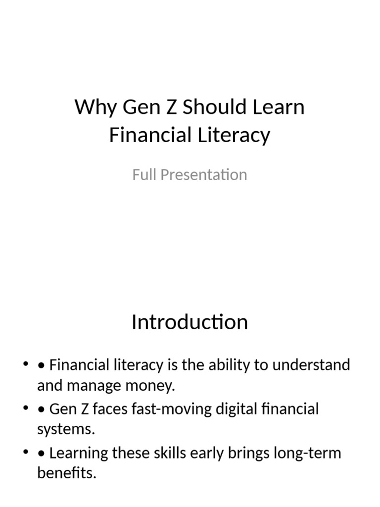 Gen Z's Guide to Financial Literacy | PDF