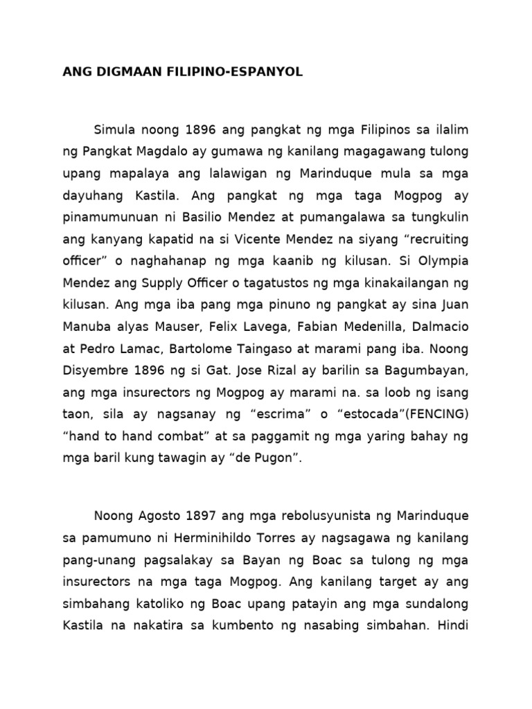 ANG DIGMAAN FILIPINO at ESPANYOL 1896 | PDF