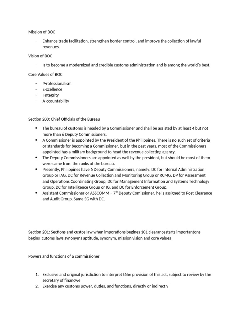 BOC Mission, Vision, and Leadership Overview | PDF