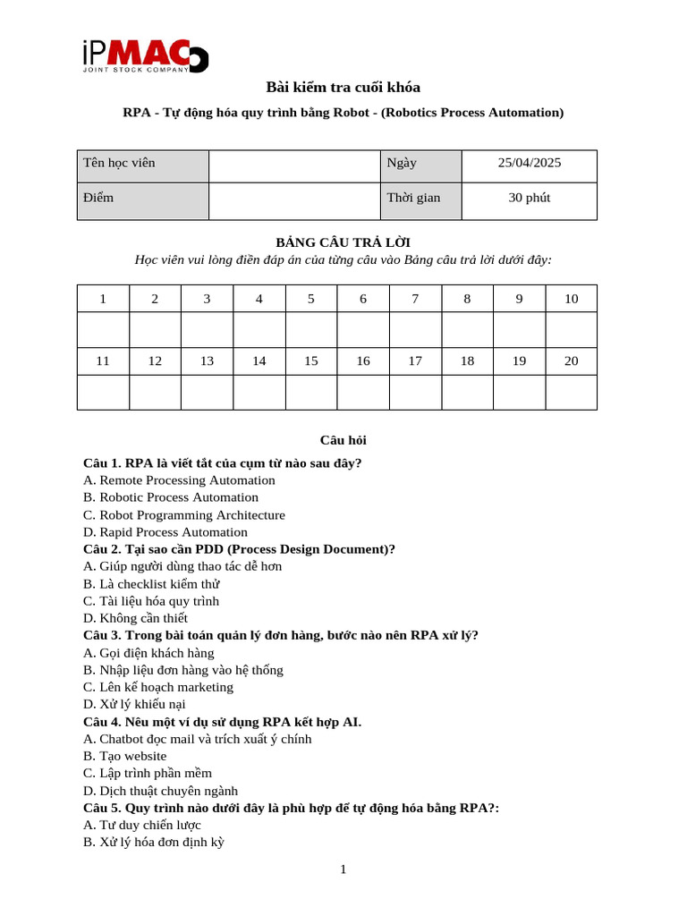 Final Test Sample | PDF