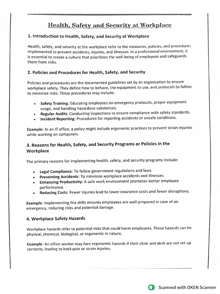 Health, Safety and Security at Workplace | PDF