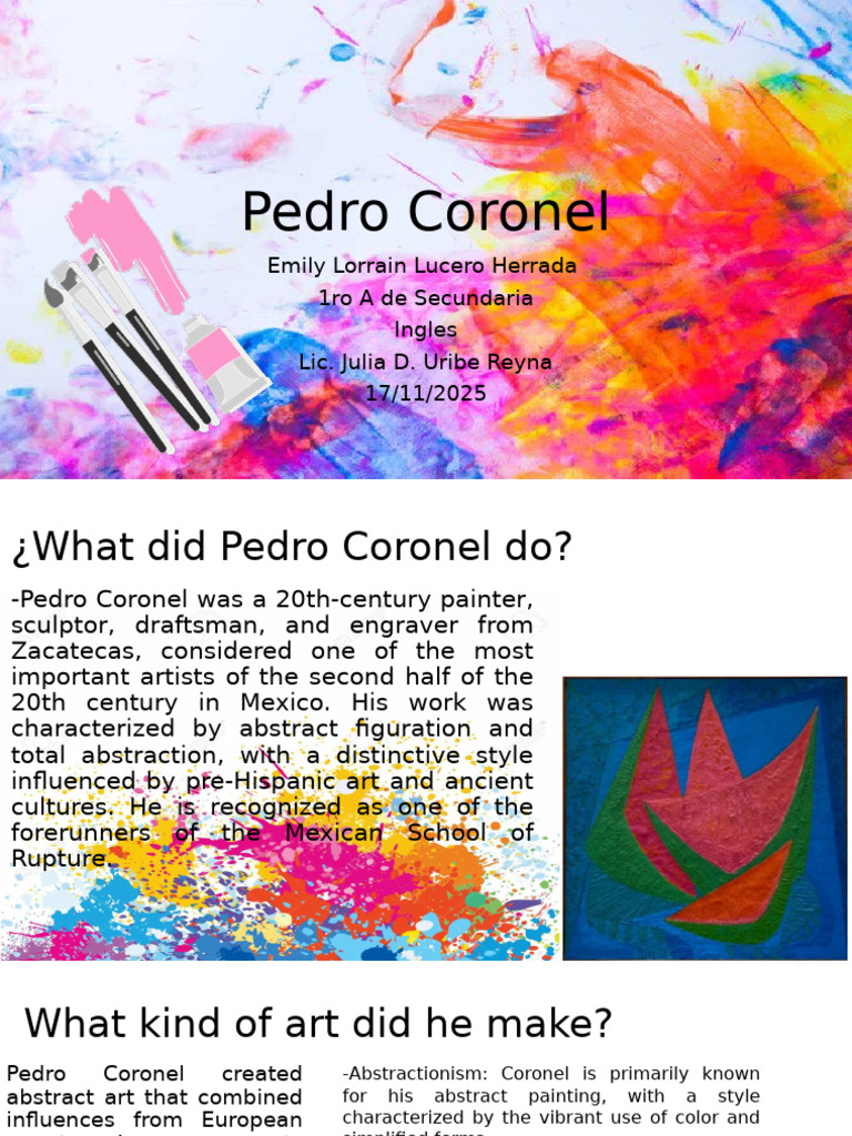 Presentation Pedro Coronel Emily Lucero 1eroa | PDF | The Arts | Modernity