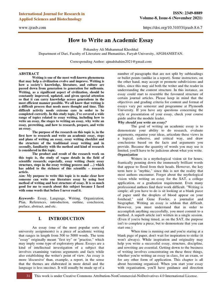 Academic Essay Writing Guide | PDF | Essays | Argument