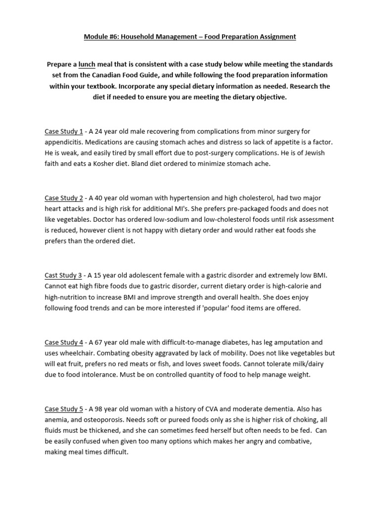 2025 - 5 Case Studies - Meal Prep Group Assignment | PDF