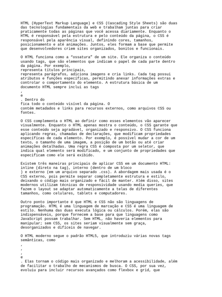 Explicacao HTML Css | PDF | Html | Programação de computadores