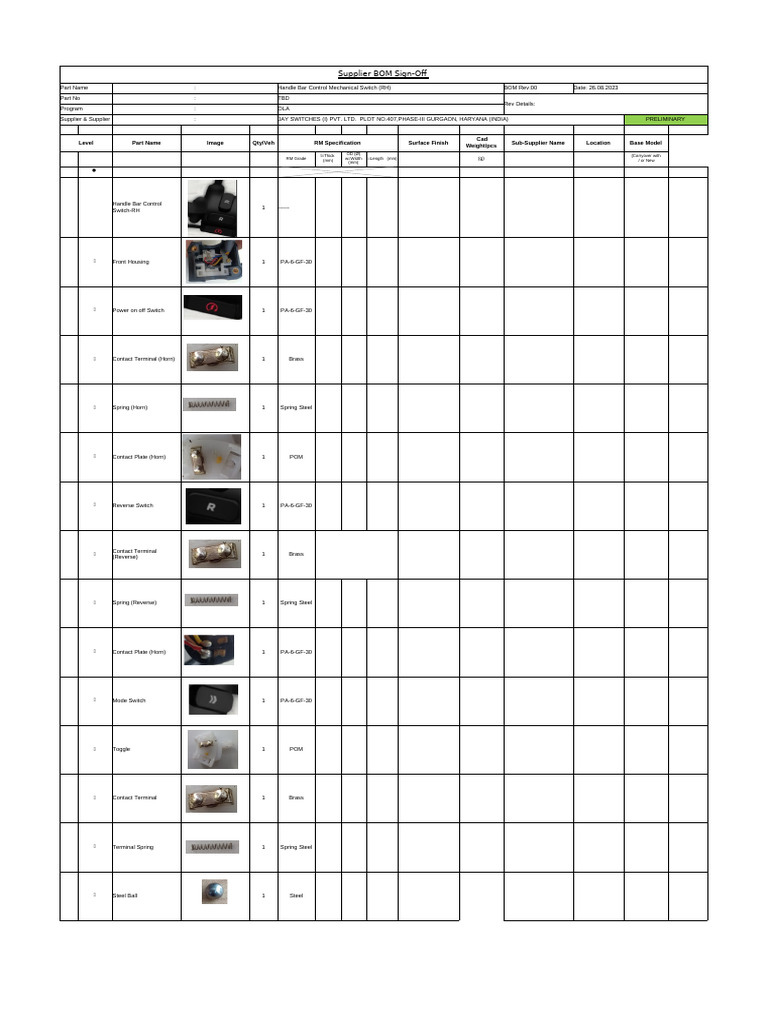 HBC Switch (Pri - Bom) | PDF | Switch | Manufactured Goods