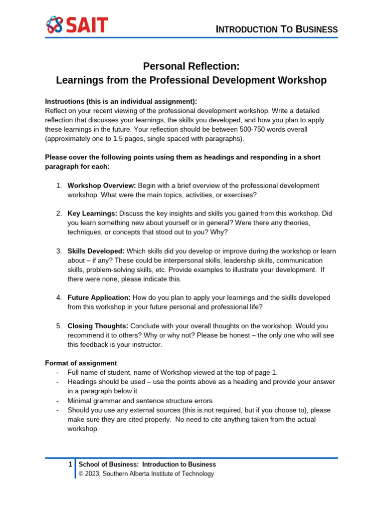 Personal Reflection - Learnings From The Professional Development ...
