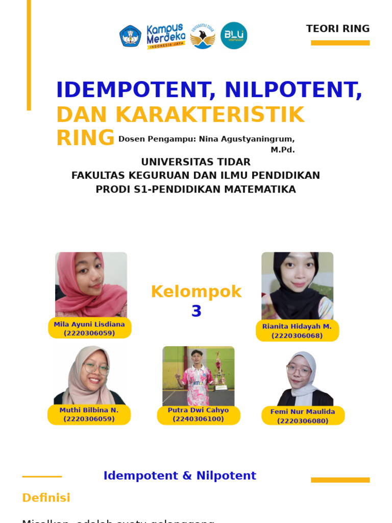 Idempotent, Nilpotent, Dan Karakteristik Ring | PDF