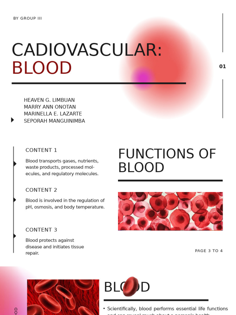 Functions and Composition of Blood | PDF | Hemoglobin | Blood