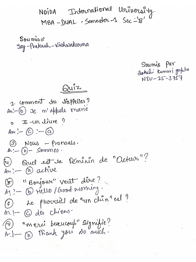 French Quiz | PDF