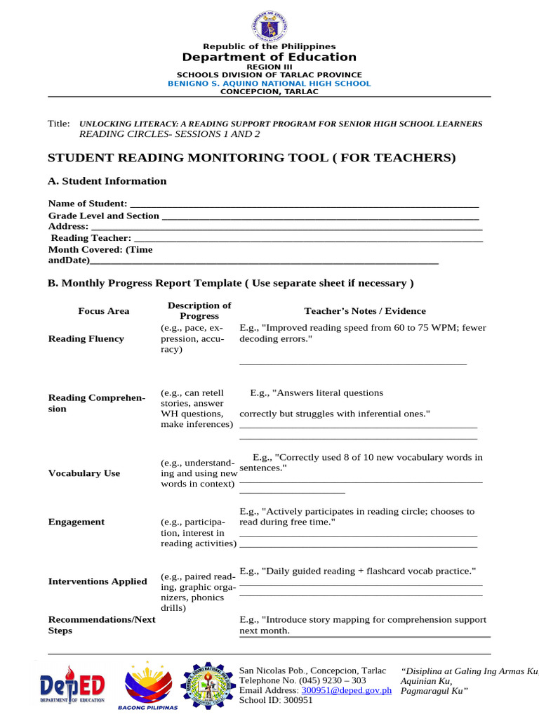 Reading Support Program for SHS Students | PDF | Reading Comprehension ...