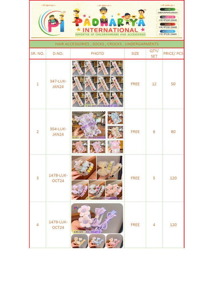 19 11 25 Price List Hair Accessories | PDF