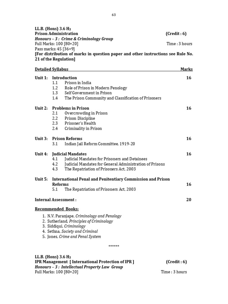 Overview of Prison Administration Syllabus | PDF