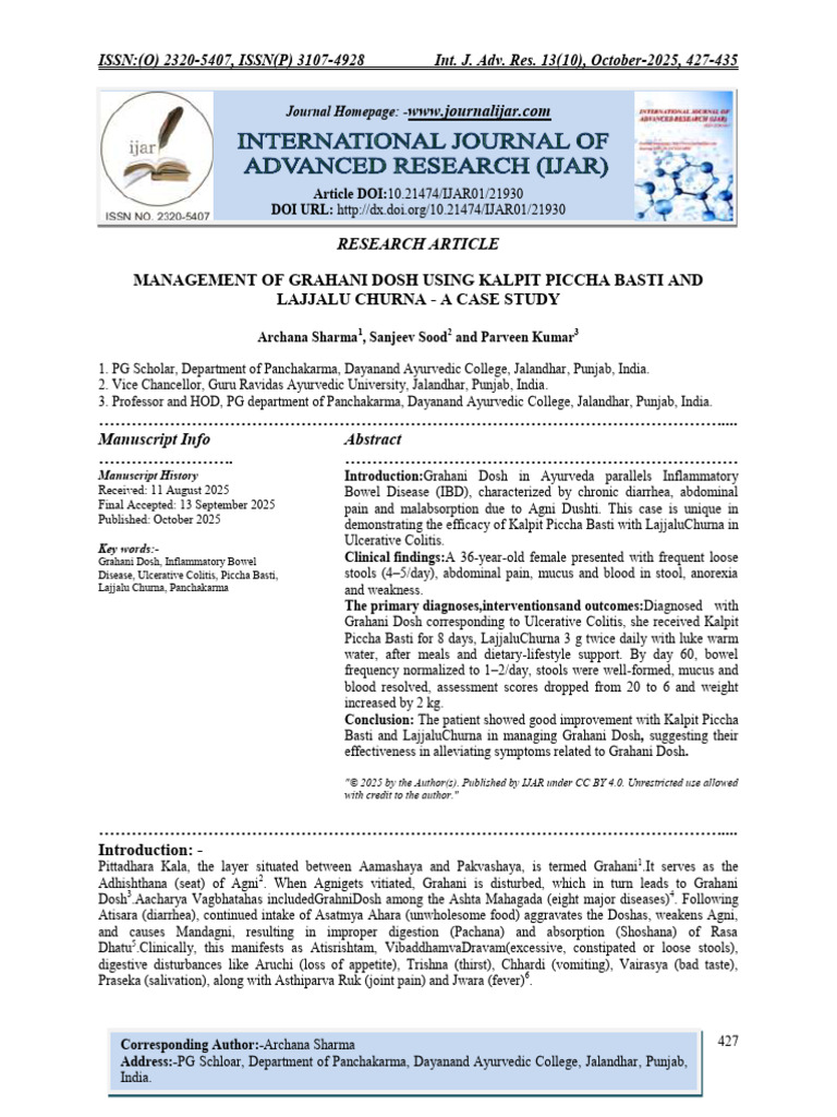 Managing Grahani Dosh with Ayurveda | PDF | Inflammatory Bowel Disease ...