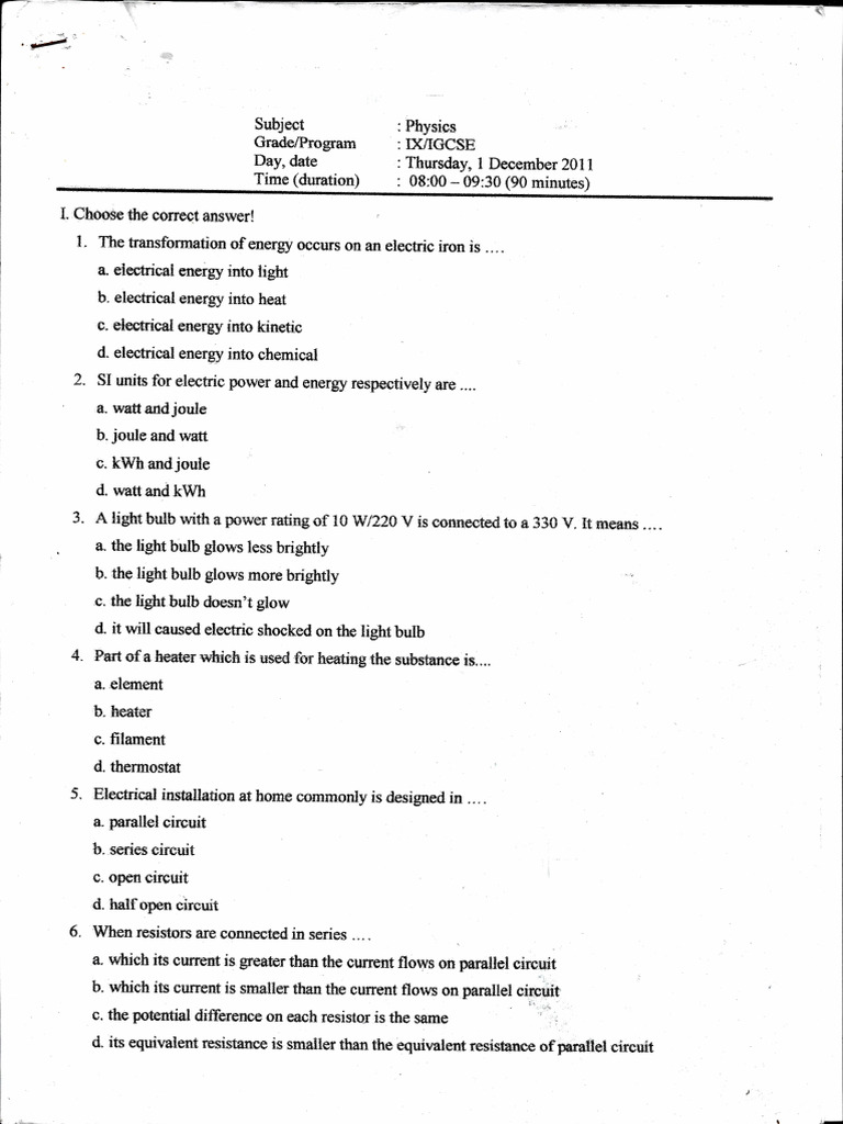 IPA - Fisika - Grade IX - UAS Semester 1 2020-2021 Preparation 2 - QS | PDF