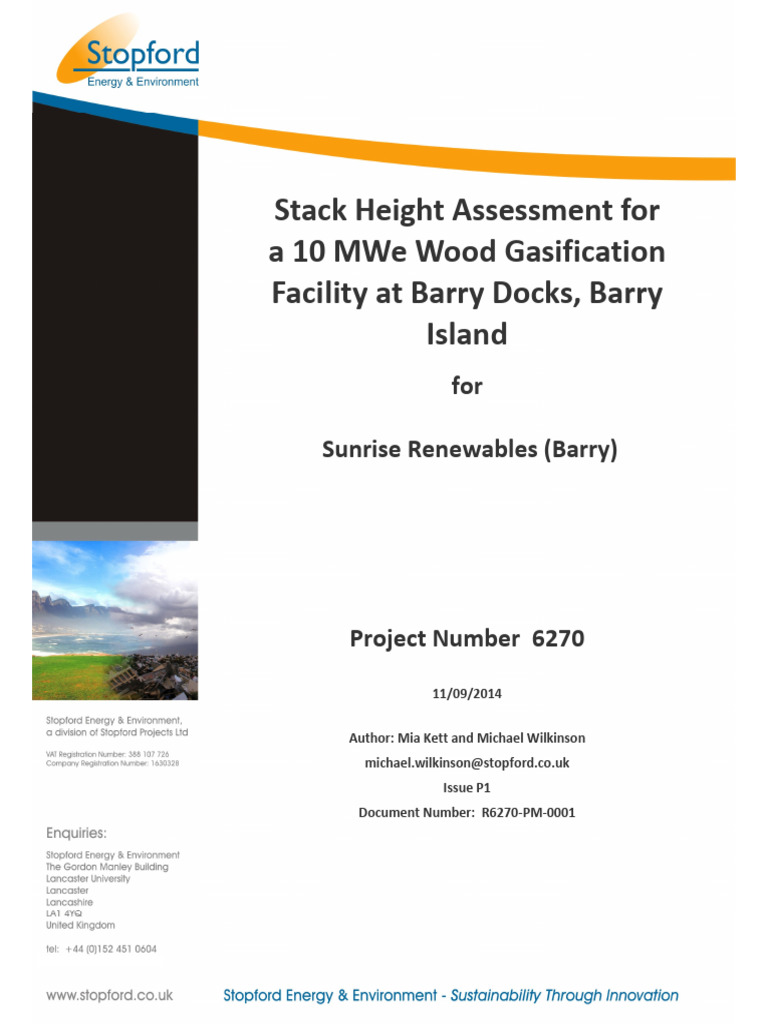 Appendix 6 Air Dispersion Analysis (Stopfords) - Stack Height Assessment Report | PDF | N Ox ...