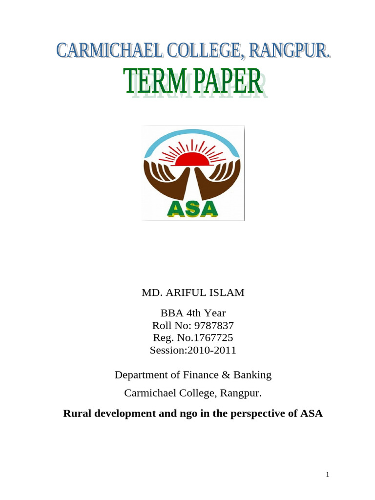 Rural Development and Ngo in The Perspective of ASA | PDF | Non ...