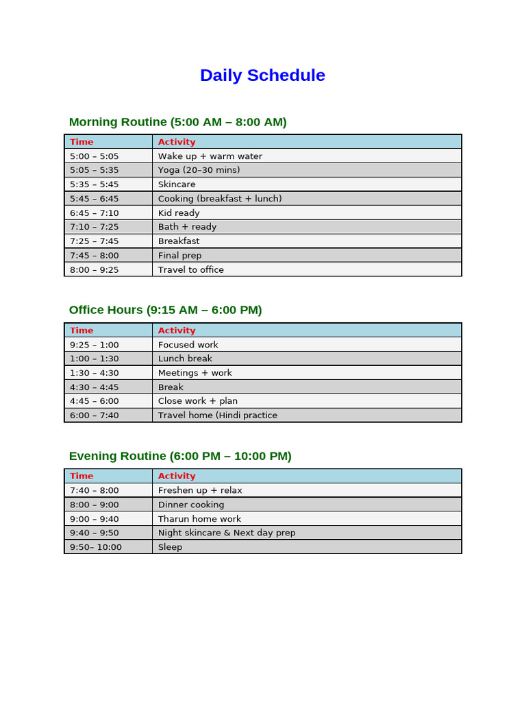 Daily Schedule Colorful | PDF