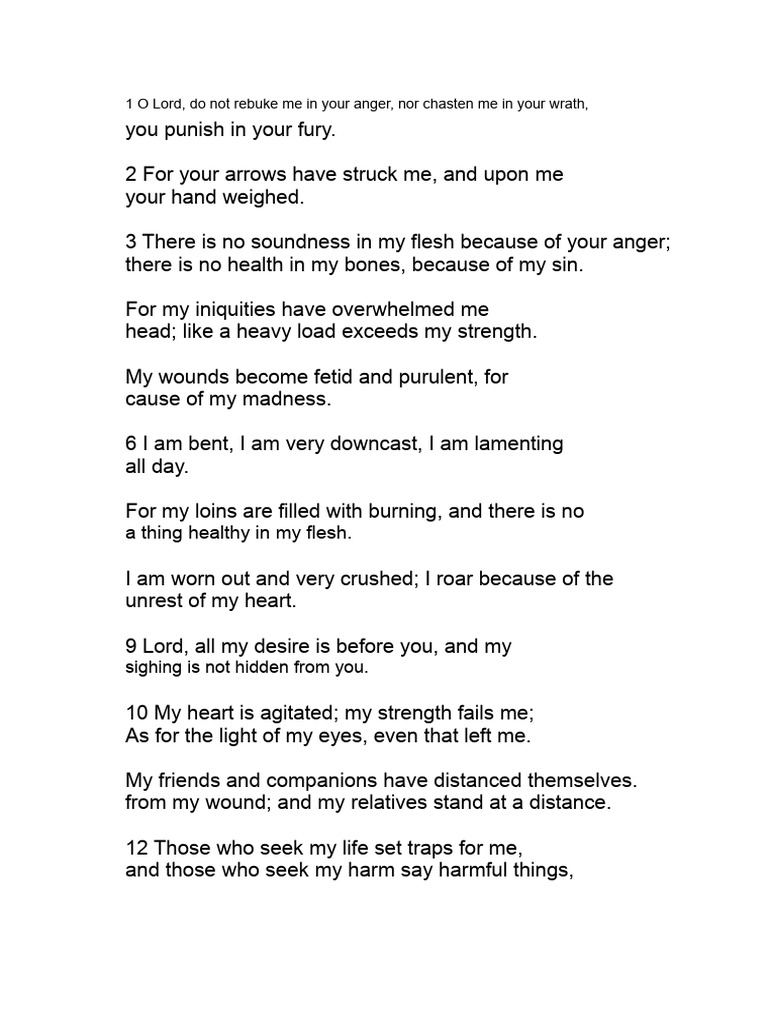 Psalm 38 Read To Attain A Grace | PDF