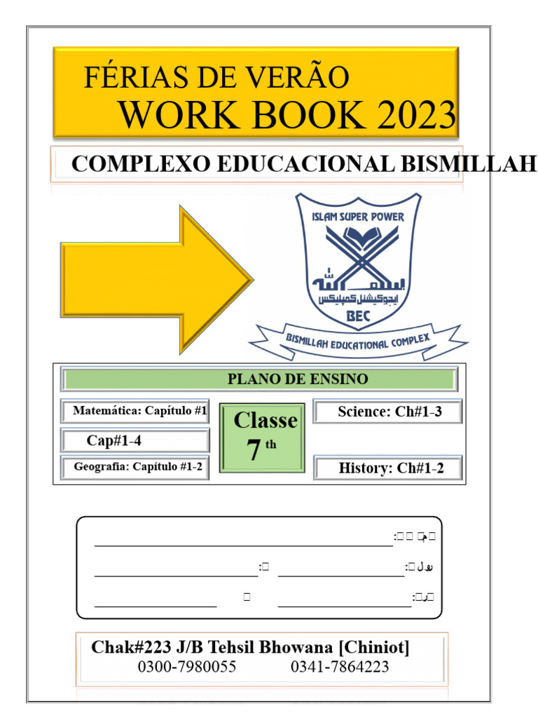 Pacote de Verão da 7ª Classe 2023 do Complexo Educacional Bismillah 0300-7980055 | PDF ...