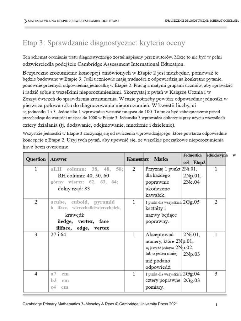 Prim Maths 3 2ed TR Diagnostic Check Answers | PDF